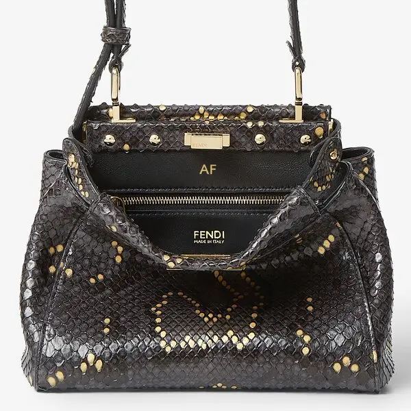 Fendi My Peekaboo® Xs Hand-painted Black Python Bag